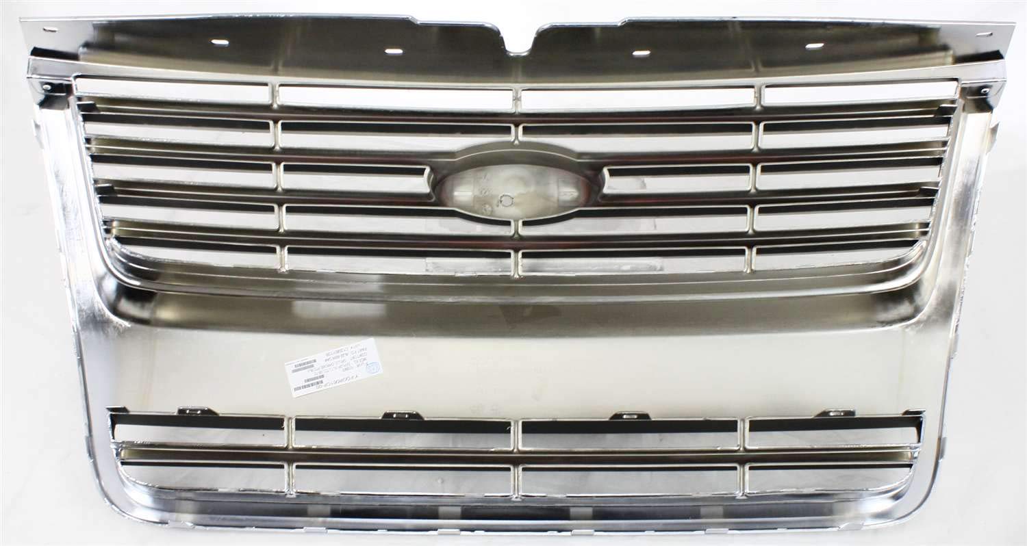 Evan Fischer Grille Assembly Compatible with 2006-2010 Ford Explorer Chrome Shell with Painted Black Insert CAPA With emblem provision Plastic Grille FO1200476C