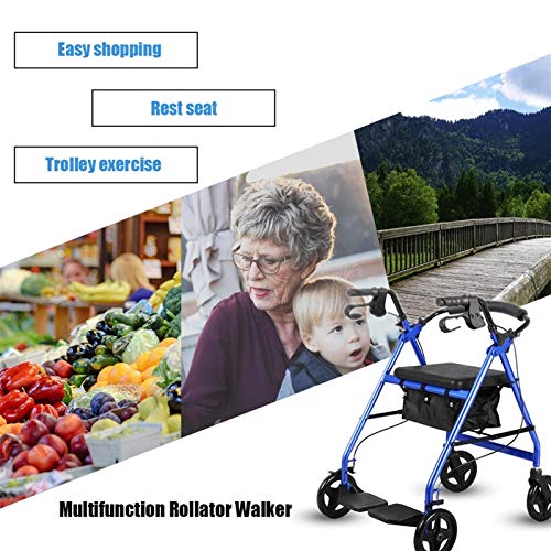 Medical Four Wheel Walker Rollator Premium with Seat, Comfort Handles and Thick Backrest, Folding Walker for Seniors,Load Capacity 100Kg/220lbs