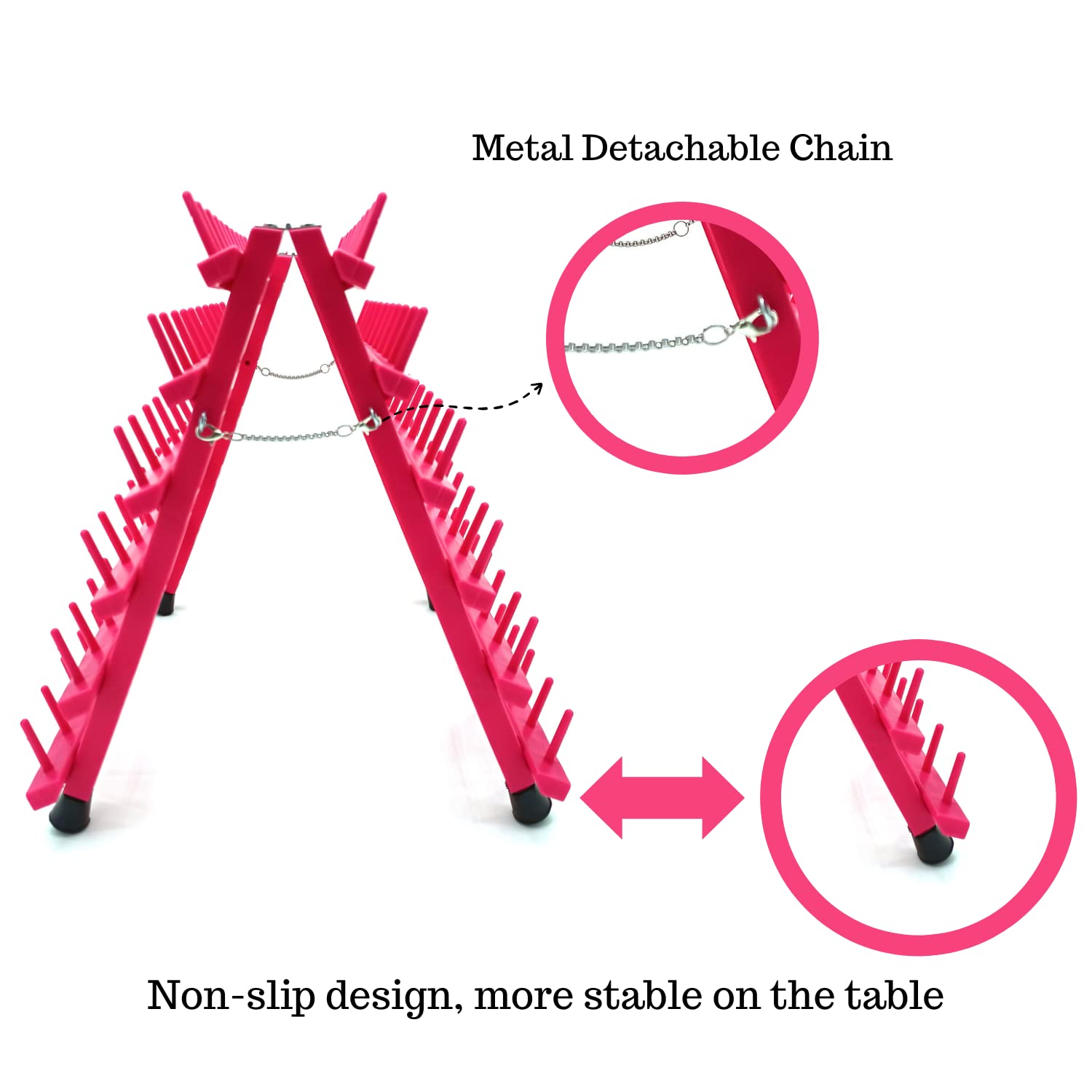 lightmay Braiding Hair Rack - Hair Extension Holder with 120 Pegs Multifunction Braiding Hair Holder Time Saving Extension Holder (120 Pegs, rose red)
