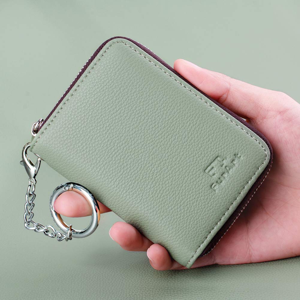 FurArt Credit Card Wallet, Zipper Card Cases Holder for Men Women, RFID Blocking, KeyChain Wallet, Compact Size