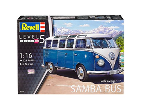 Revell 07009 Volkswagen T1 Samba Bus Model Kit, 1:16 Scale 27.2 cm, Multi-Color, 223