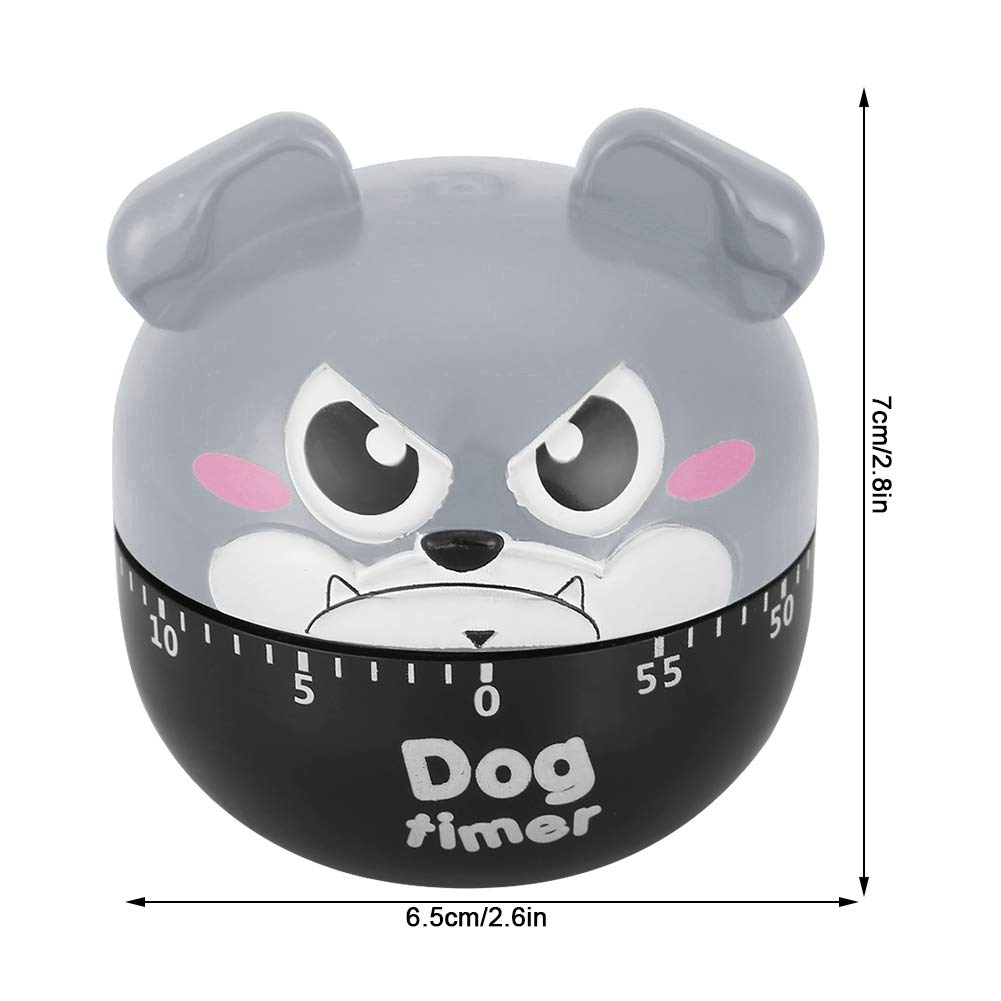 Mechanical Kitchen Timer, Cute Dog Manual Counters, Reminder Tool for Home Cooking, Attractive and Durable(grey)