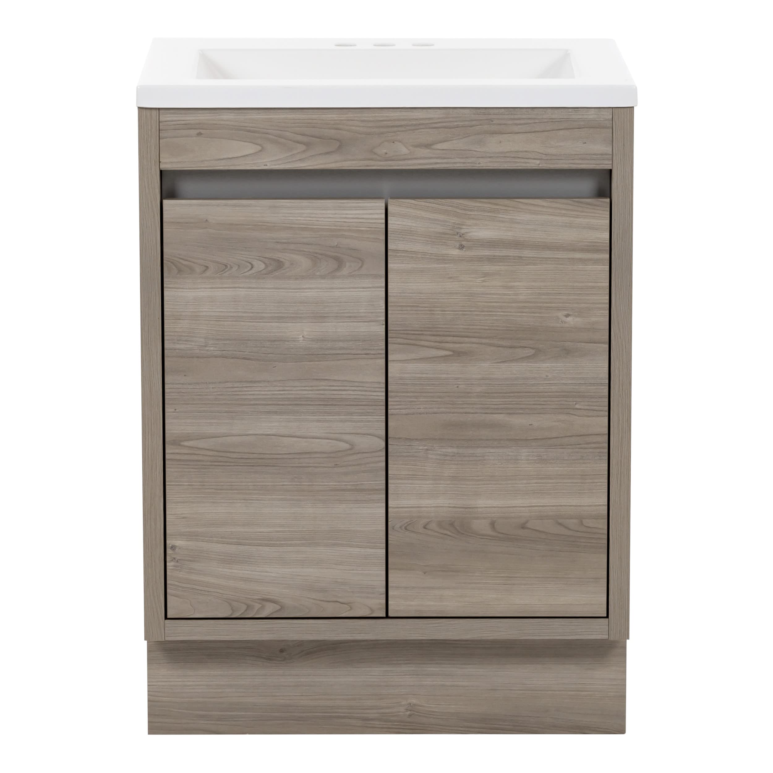 Spring Mill Cabinets Tarni Small Bathroom Vanity with 2-Door Cabinet and White Vanity Top with Sink, 24.5" W x 18.75" D x 32.89" H, Forest Elm