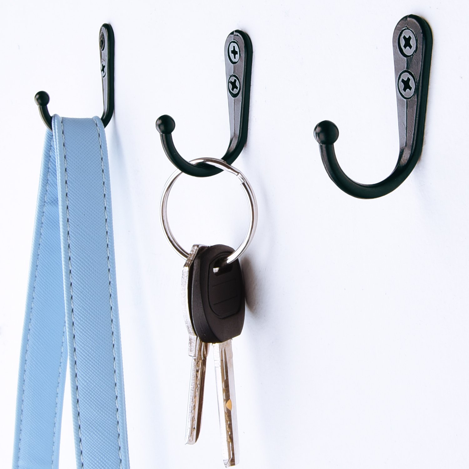 Sunmns 24 Pieces Coat Hooks Single Wall Mounted Robe Hook Vintage Hanger and 50 Pieces Screws (Black)