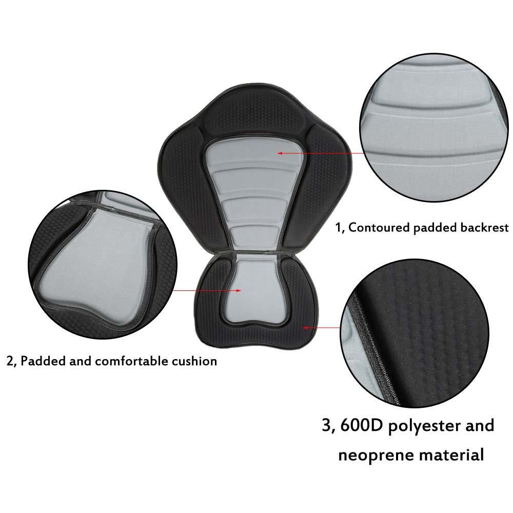 Docooler Deluxe Cushion Kayak Seat Soft and Antiskid Padded Base High Backrest Adjustable with Backrest