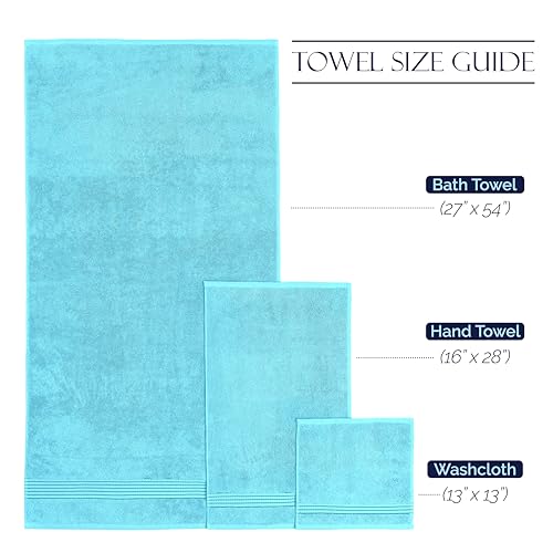 Elegant Comfort Premium Cotton 6-Piece Towel Set, includes 2 Washcloths, 2 Hand Towels and 2 Bath Towels, 100% Turkish Cotton - Highly Absorbent and Super Soft Towels for Bathroom, Aqua