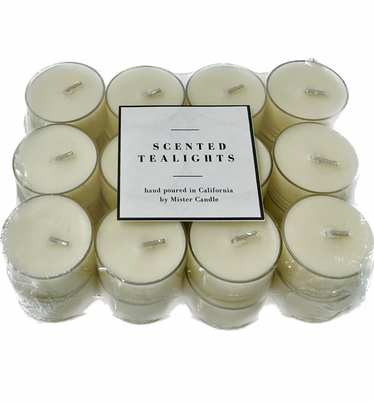 Vanilla Scented 7 Hour Clear Cup Tealight Candles (Set of 24) - Made in USA - Long Burning Clear Cup Vanilla Scented Aromatherapy Candles
