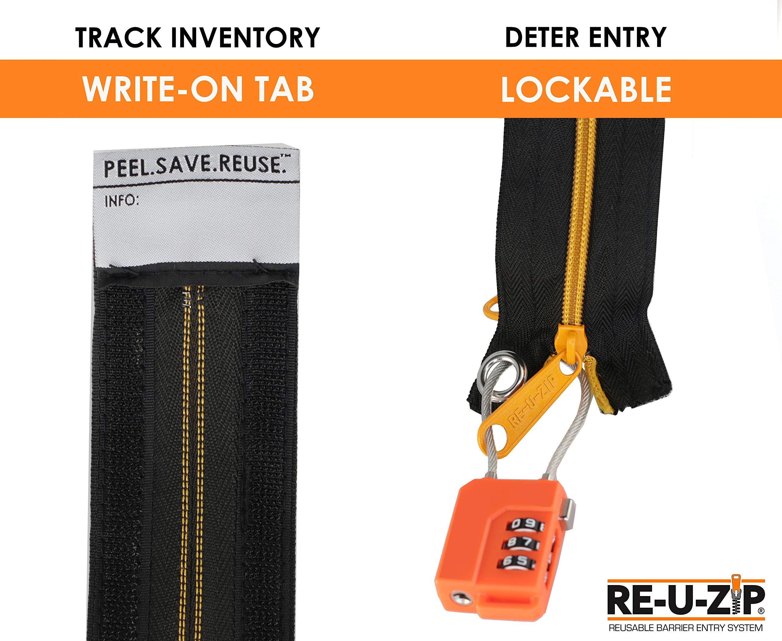 RE-U-ZIP® Heavy-Duty Reusable Dust Barrier Zipper | Starter Kit | Patented Hook & Loop System | Cost-Effective & Reliable | Lockable Safety Feature