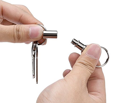 erioctry 2 Pcs Heavy Duty Dual Key Ring Detachable Pull Apart Snap Lock Holder Keychains, Silver