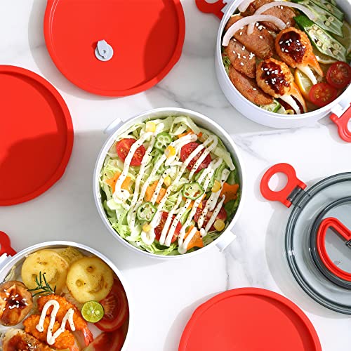 ZZQ Bento Box Adult Lunch Box with Bag/Utensil, Stackable Large 81-oz Salad Bowl - Microwave Safe/Leak-Proof Bpa Free Lunch Containers for On-the-Go Balanced Eating - White