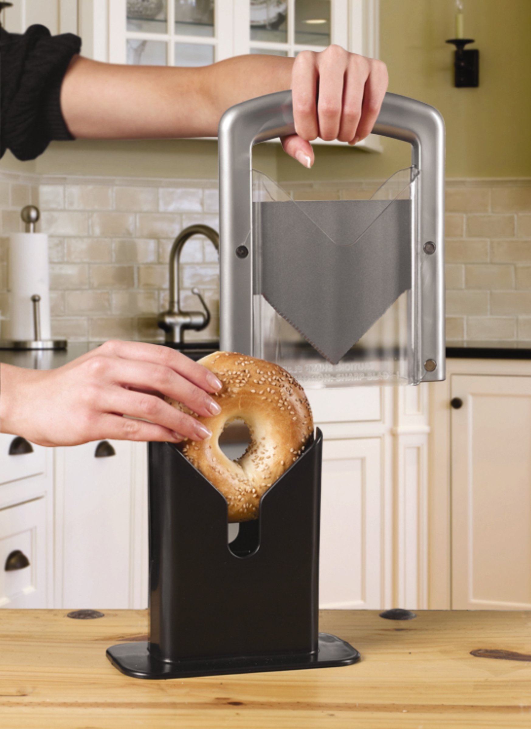 Hoan 5087464 The Original Bagel Guillotine Universal Slicer, Silver, 9.25-Inch