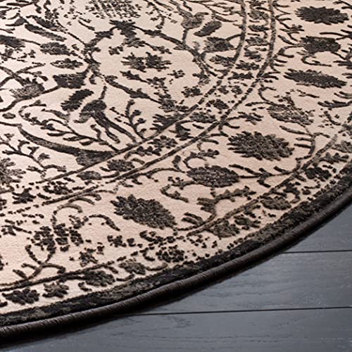SAFAVIEH Brilliance Collection 6'7" Round Cream / Black BRL502C Vintage Oriental Area Rug