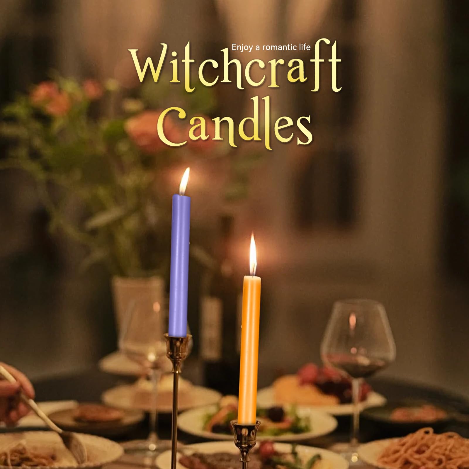 Likejarcand 24 pcs Colored Candle Chime Candle,Spell Candle Unscented Colored Candles Mini Taper,16cm-6.5Inch Tall 0.4 Inch Diameter, Candle Holder Rituals, Prayer, Meditation
