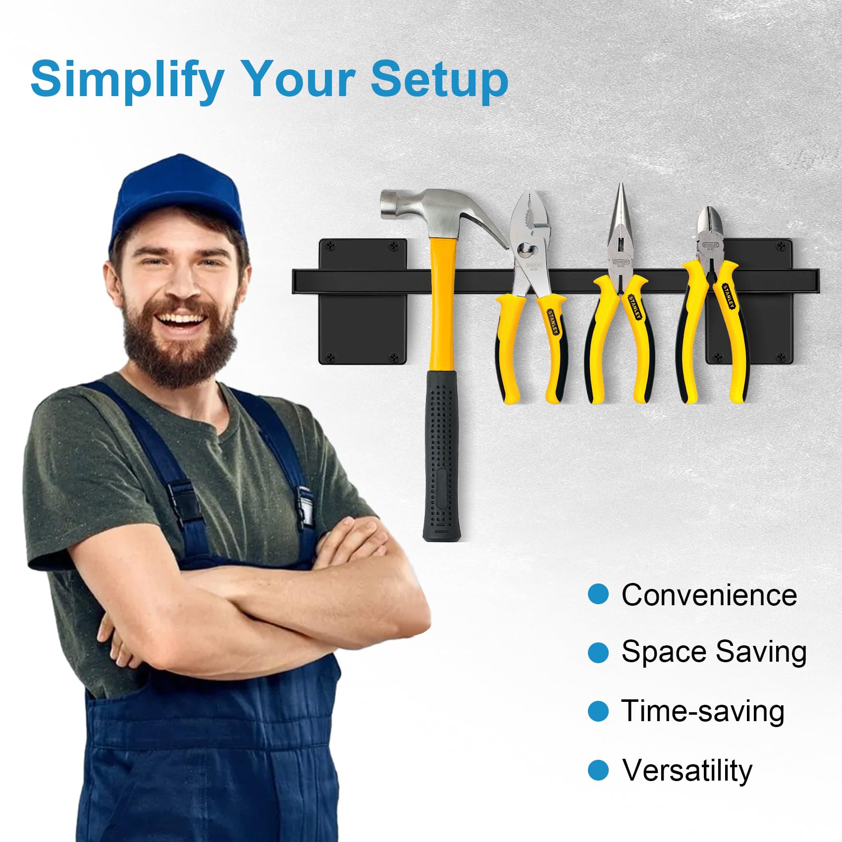 PYBTOOL Heavy Duty Magnetic Tool Holder Strip, Magnetic Knife Strips, Screwdriver Organizer, Garage Tool Storage Rack, Magnetic Tool Organizer Bar for Workspace, Garage, Kitchen(16Inch, 2 Pack)