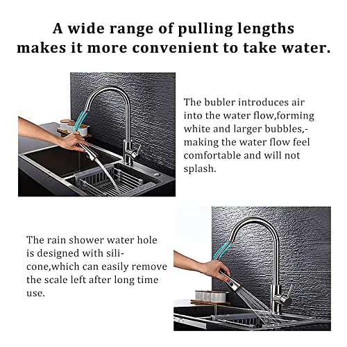 Kitchen Faucet with Pull Down Sprayer Brushed Nickel, High Arc Single Handle Kitchen Sink Faucet Without Deck Plate, Commercial Modern Stainless Steel Kitchen Sink Faucet (Brushed Nickle)