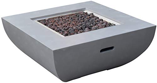 Modeno Westport Outdoor Gas Firepit Table 34 Inches Fire Pit Patio Heater Concrete Outside Electronic Ignition Backyard Fireplace Cover Lava Rock Included Natural Gas