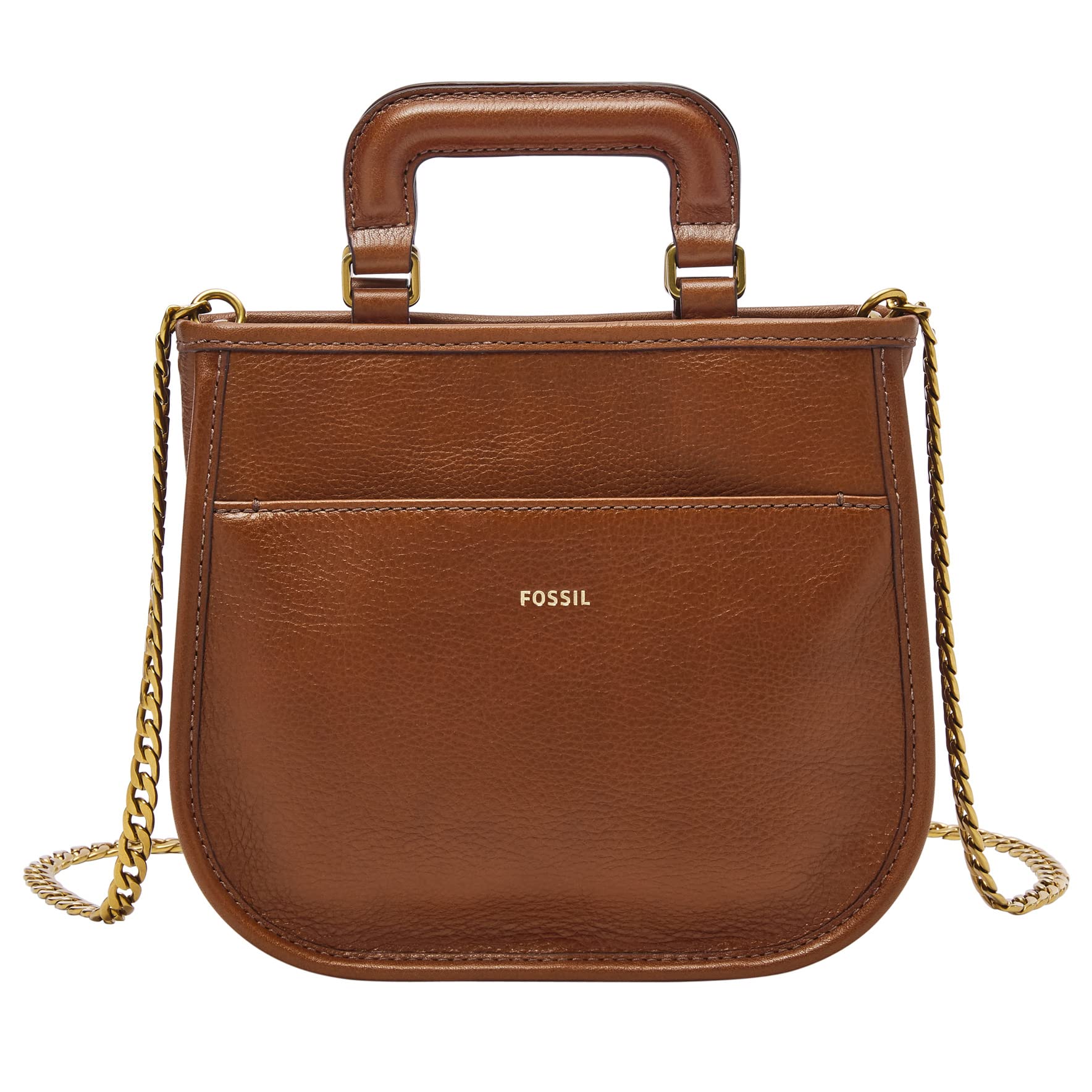 Fossil Women's Vintage Leather Frame Satchel Purse Handbag, Brown (Model: ZB1808200)