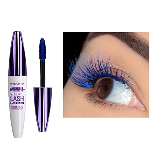 Extreme Length Clean Mascara Washable Mascara Makeup 5d Silk Fiber Mascara Defining, Curling, Multiplying, Buildable Formula, Very Black, 1 Count (Blue)