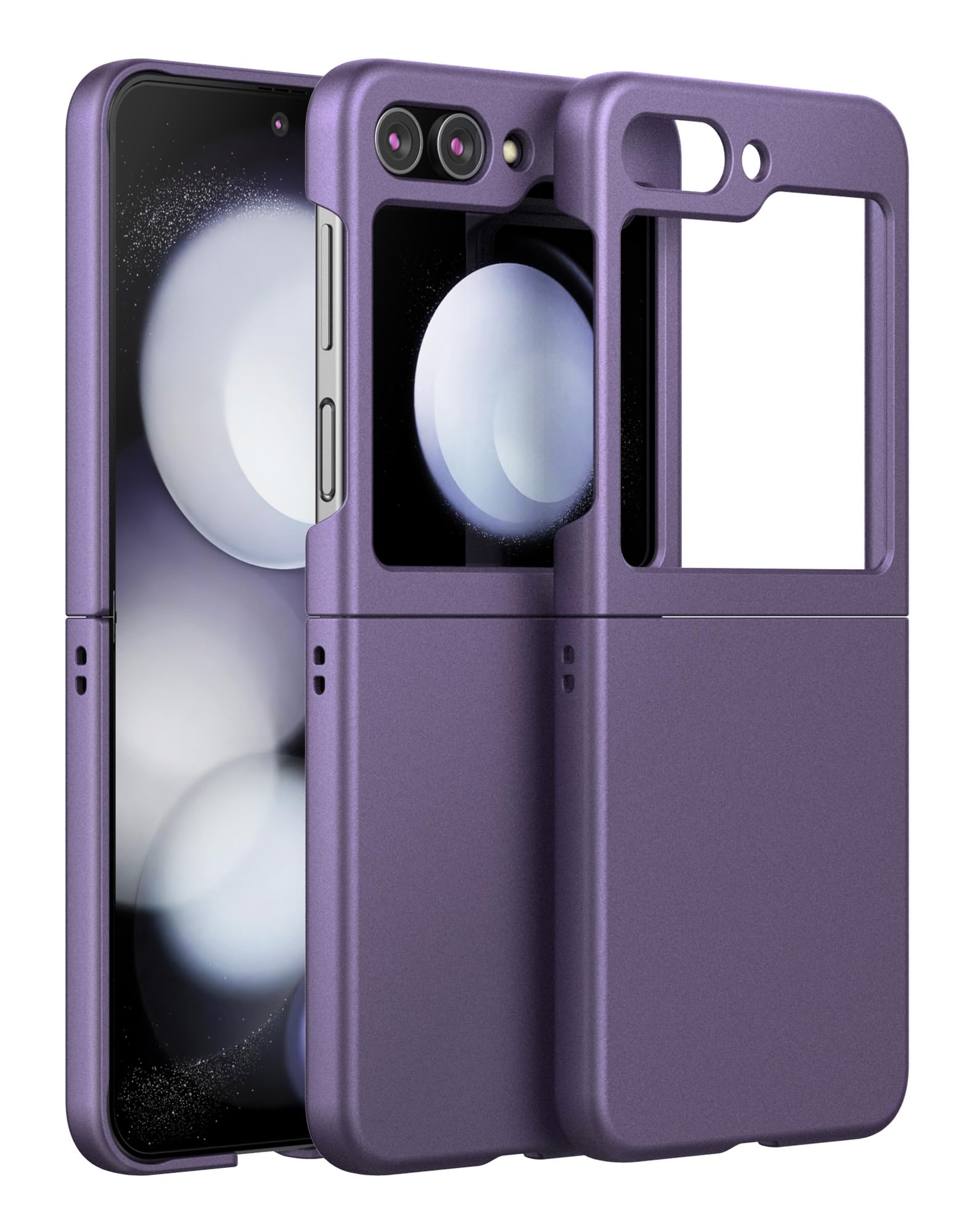 Eastcoo Slim Fit Galaxy Z Flip 5 Case, [Hard PC Back] [Frosted Feel] [Wireless Charging Support] Lightweight Shockproof Case Cover for Samsung Galaxy Z Flip5 (2023), Purple