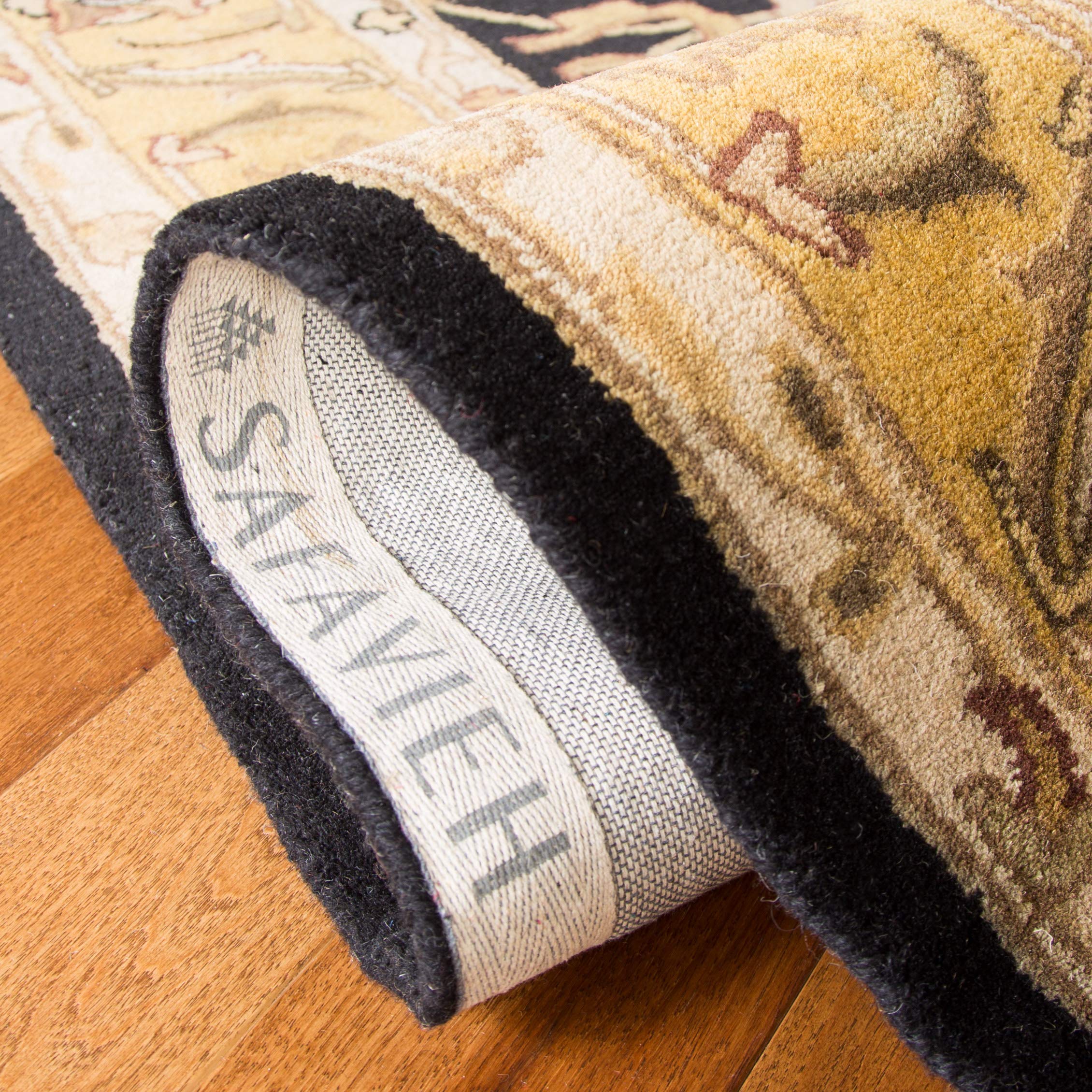 SAFAVIEH Classic Collection 3' x 5' Black / Gold CL252A Handmade Traditional Oriental Premium Wool Area Rug