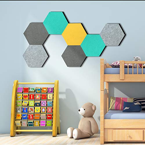 Soyizom Felt Pin Board Self Adhesive Board for Photos | Memos | Display | Notice,Thickened Bexagonal Bulletin Board Decorative Pin Board Pads for Offices School Home Wall Decor(7 Pcs/Set,Style Aļ¼
