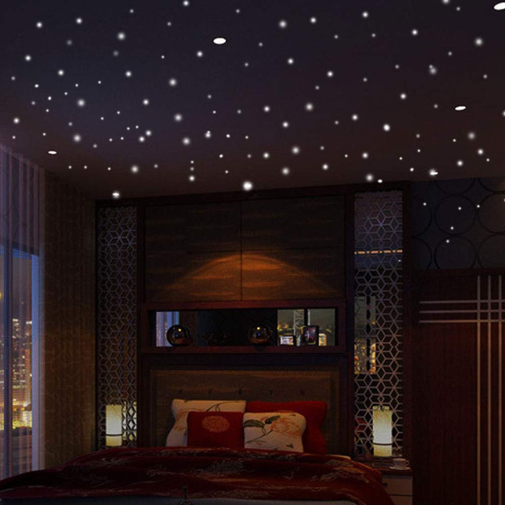 Glow in The Dark Wall Stickers, BaaSid 407 Pcs Removable Glow in Dark Dots Wall Decals Stickers Room Decor Kit, Adhesive Dots Luminous Ceiling Decals for Kids Bedroom Halloween Home Decoration