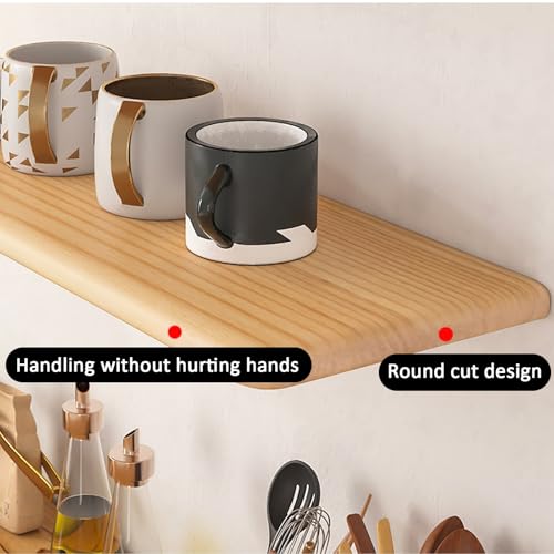 QATGQBCF 20 * 30cm Wall-mounted Floating Shelf, Solid Wood Storage Shelf, Shelf Bracket, Solid Structure, Wear-resistant And Scratch-resistant, Perforated Installation(Wooden colour,20 * 30cm)