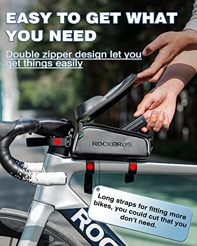 ROCKBROS Bike/Bicycle Phone Front Frame Bag, Waterproof, Tube Bag ,Cycling Pouch Compatible Phone Under 6.5β