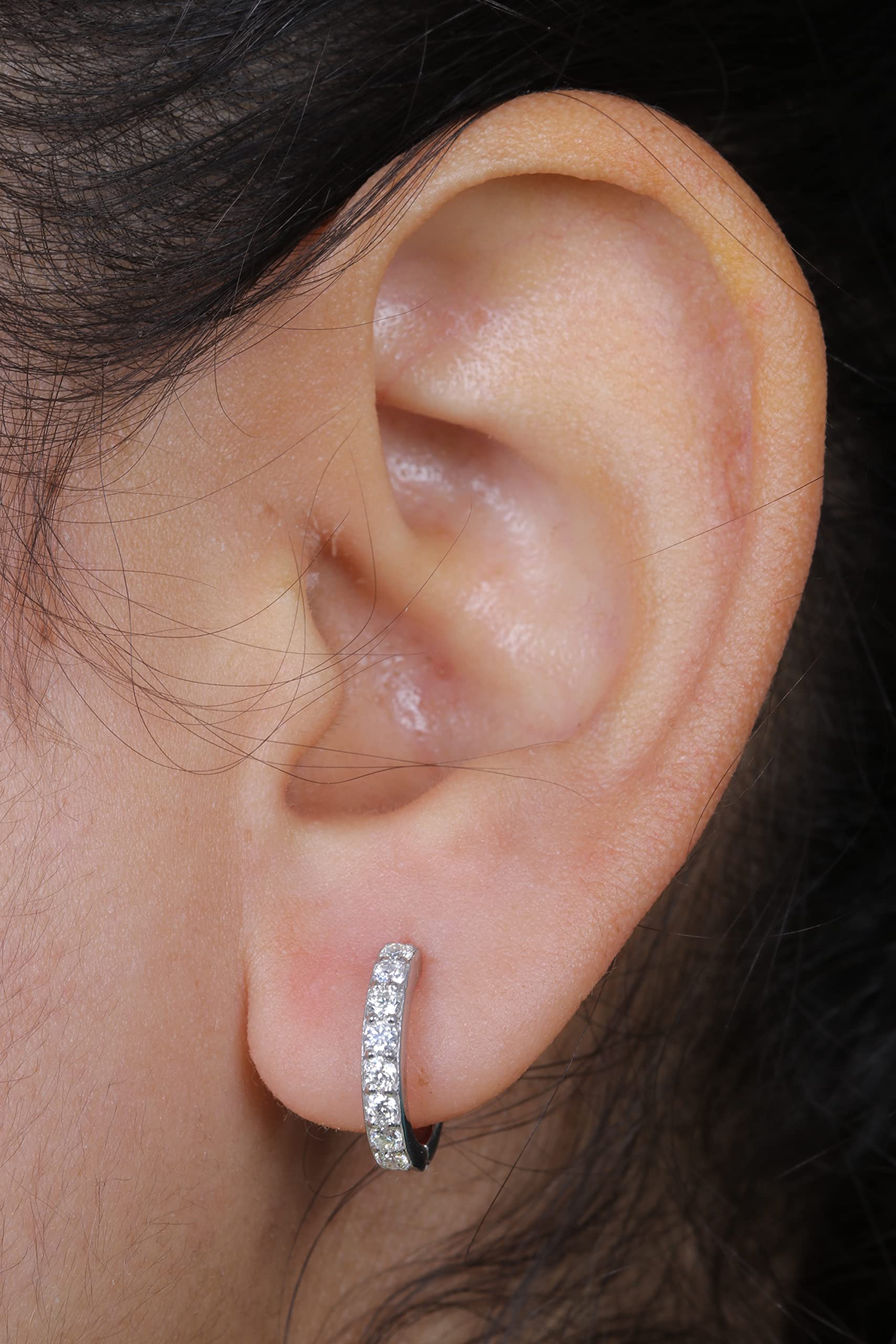 Hoop Earrings For Women 0.80 cttw Round Brilliant Cut White Moissanite Over 925 Sterling Silver
