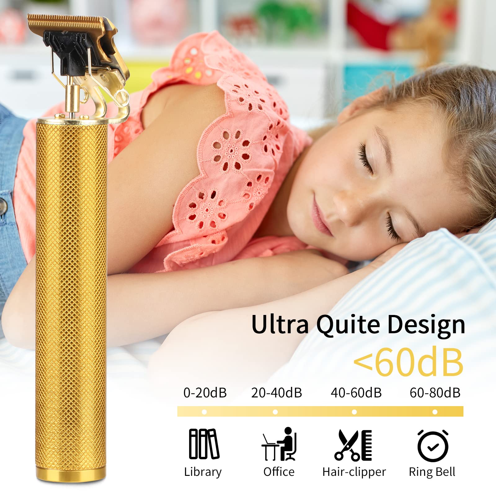 You future Upgrated Hair Trimmer for Men, T-Blade Cordless Clippers wizh 4 Guide Comb, Zero Gapped Electric Trimmer & USB Rechargeable, Hair Cutting kit & Grooming Kit (Gold)