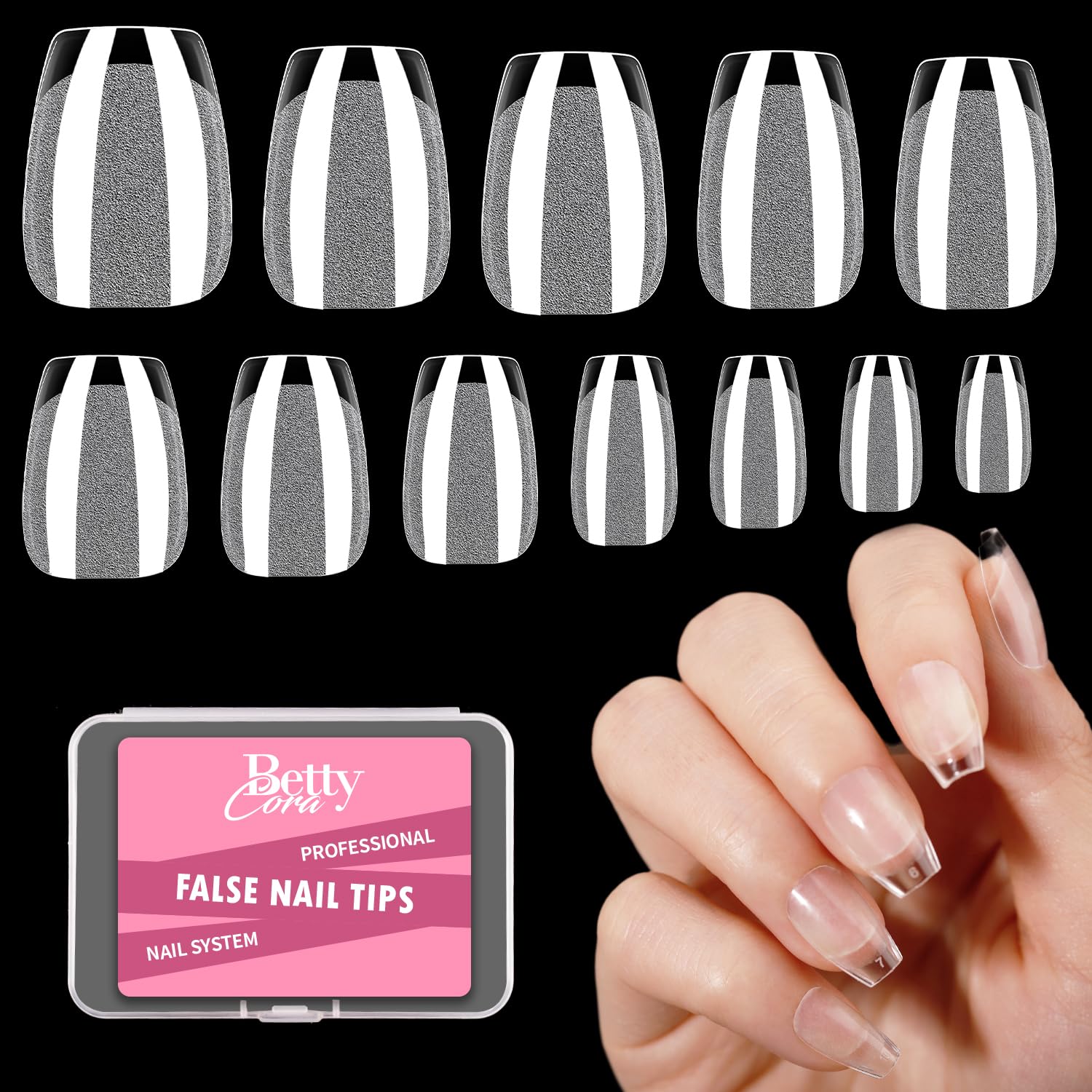 Duck Nail Tips, BettyCora Duck Feet Flared Nail Tips for Acrylic Y2K Nails Design, Half Cover Clear Gel x Nail Tips No C Curve French Tips 120Pcs, 12 Sizes
