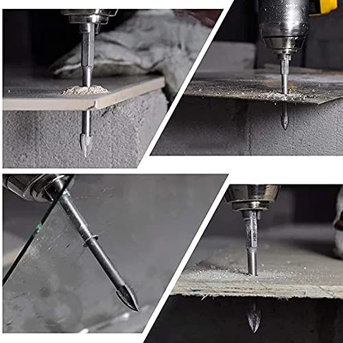 Meeyeet Efficient Universal Drilling Tool, Anti-Crack Tile Drilling Tool Set, Multifunctional Triangle Cross Alloy Drill Bit Set, Glass, Tile and Concrete Drill Bit (Set B)