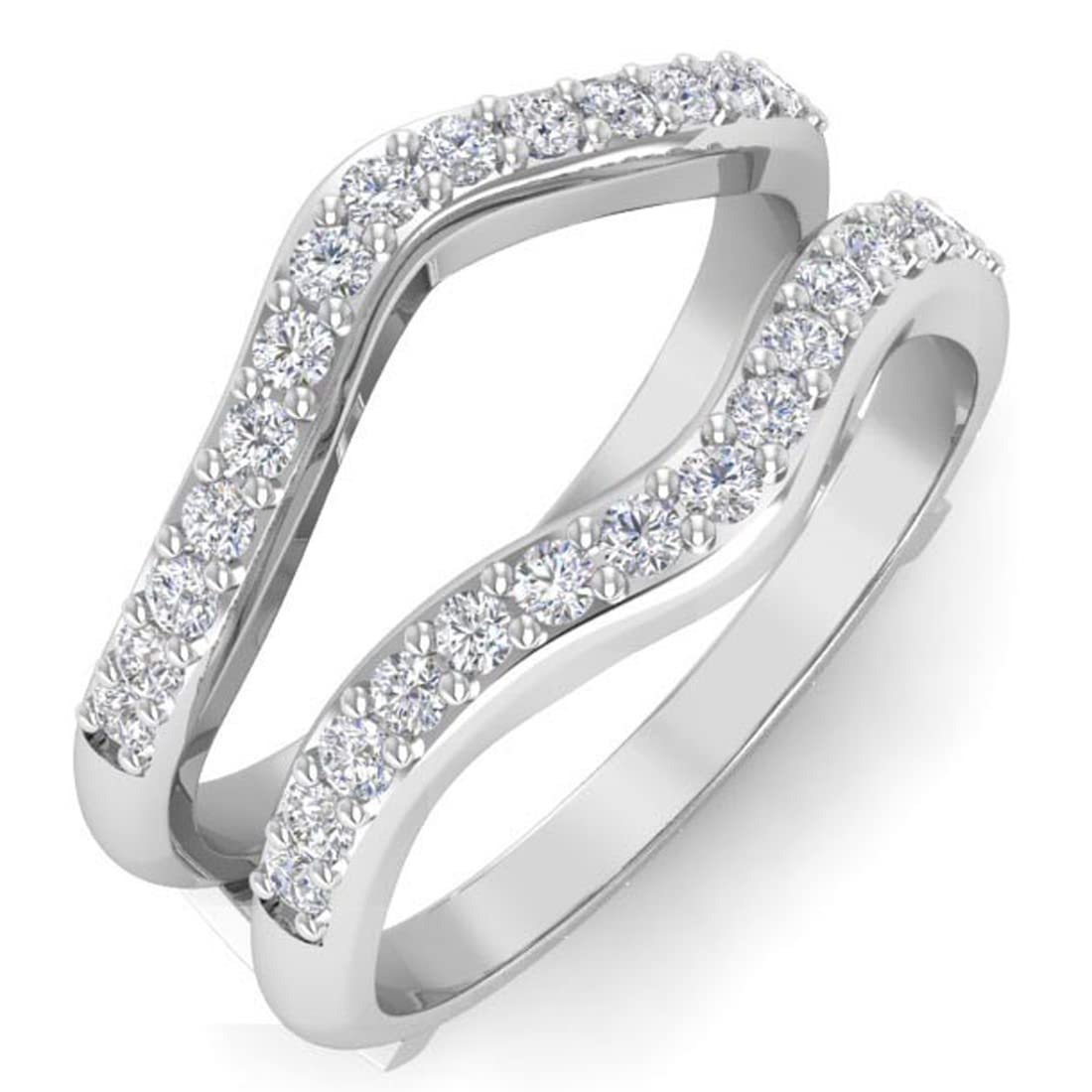 GROWNMINE 2.5 MM 1.5 Cttw Round Cut Moissanite Diamond Enhancer Guard Ring In 925 Sterling Silver For Women (7)