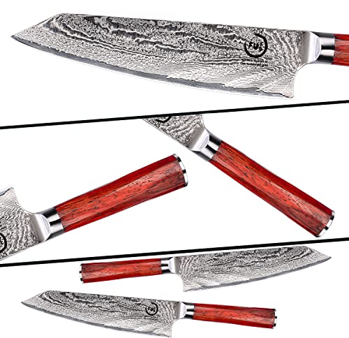 Japanese Chef Knife, Fukep Chef Knife Ultra Sharp AUS10 Core Steel 72 Layers High Carbon Steel Damascus Chef Knife Ergonomic Mahogany Handle Kitchen Knife Chef Gift