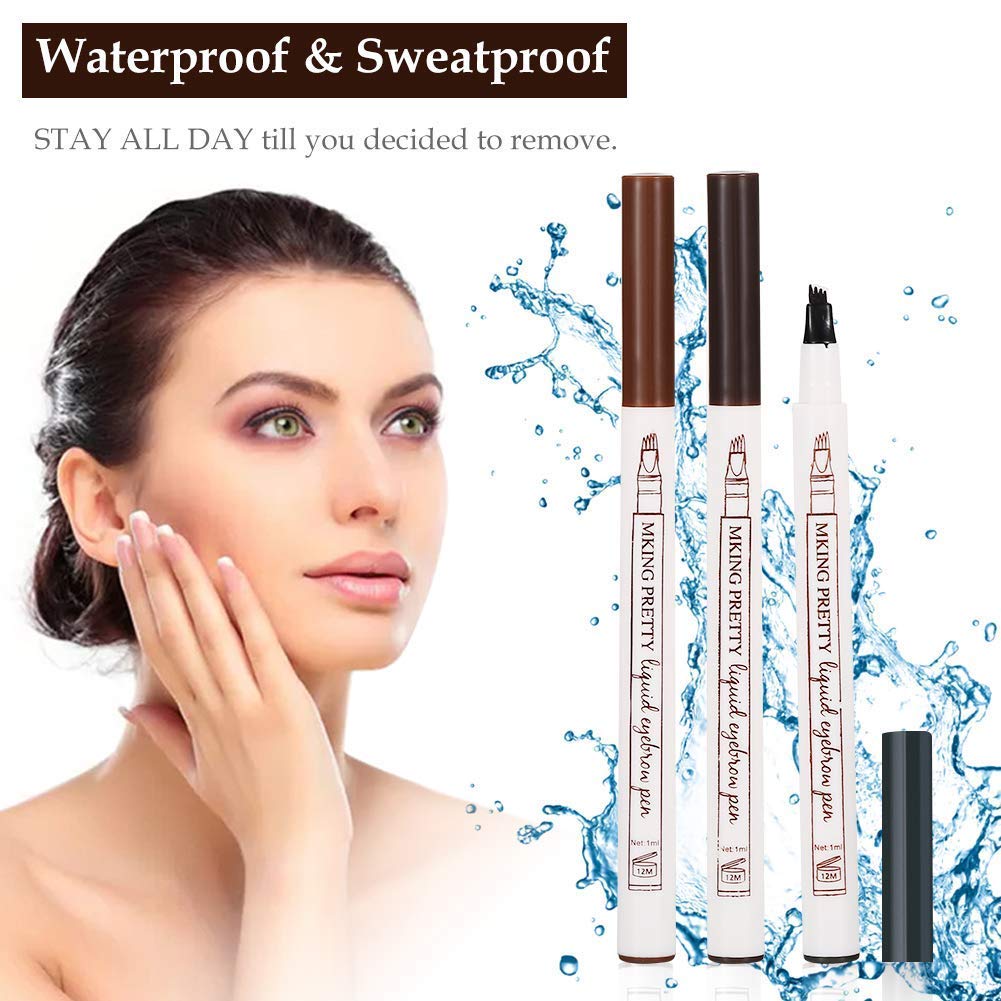 Eyebrow Pencil, Microblading Eyebrow Pen, Tattoo Eyebrow With Precision Applicator Long Lasting, Waterproof, Smudge Proof For Fuller Natural Looking Brows -4 Colors 4 Pcs
