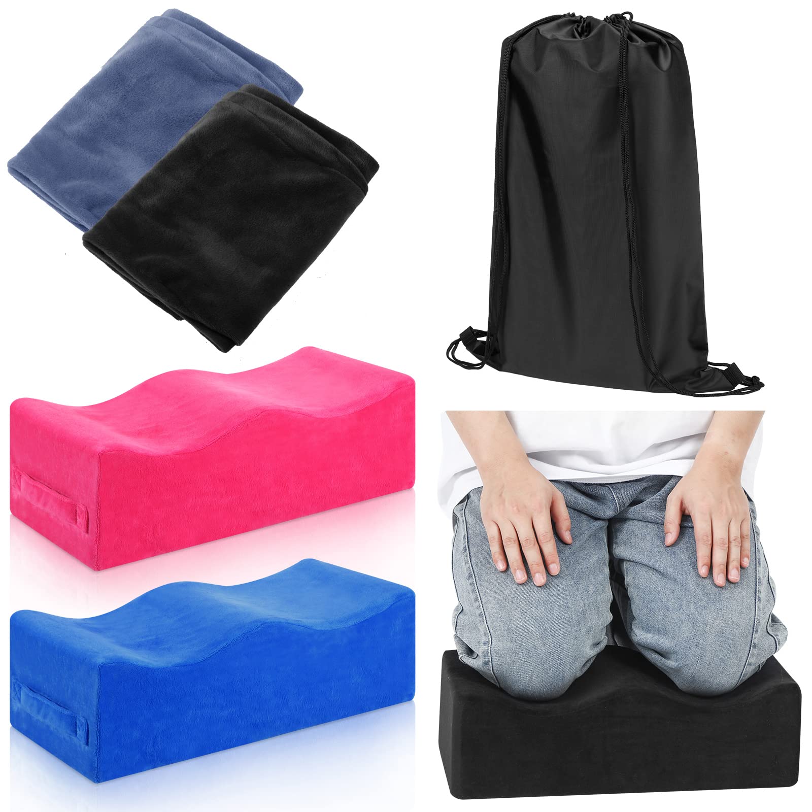Geelin 2 Set Kneeling Pad Extra Thick Gardening Knee Pads Memory Foam Knee Mat Knee Cushion with 4 Cushion Covers 2 Drawstring Carry Bags for Baby Bath Work Mechanics Yoga Praying Construction