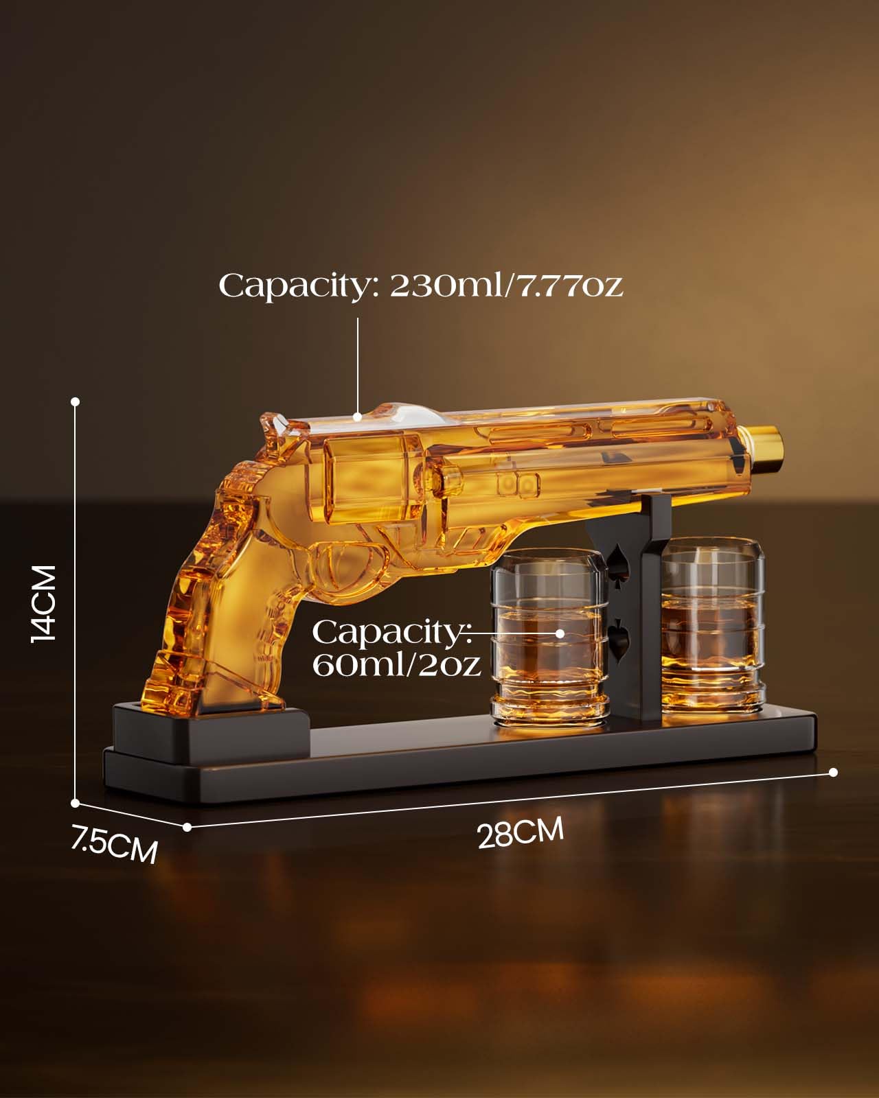 Gun Whiskey Decanter Sets for Men, Kollea Liquor Decanter Set with Glass, Unique Birthday Gift Ideas for Men Dad Father, Cool Anniversary Stuff Gifts for Him Husband, Dispenser for Bar Drinking Party