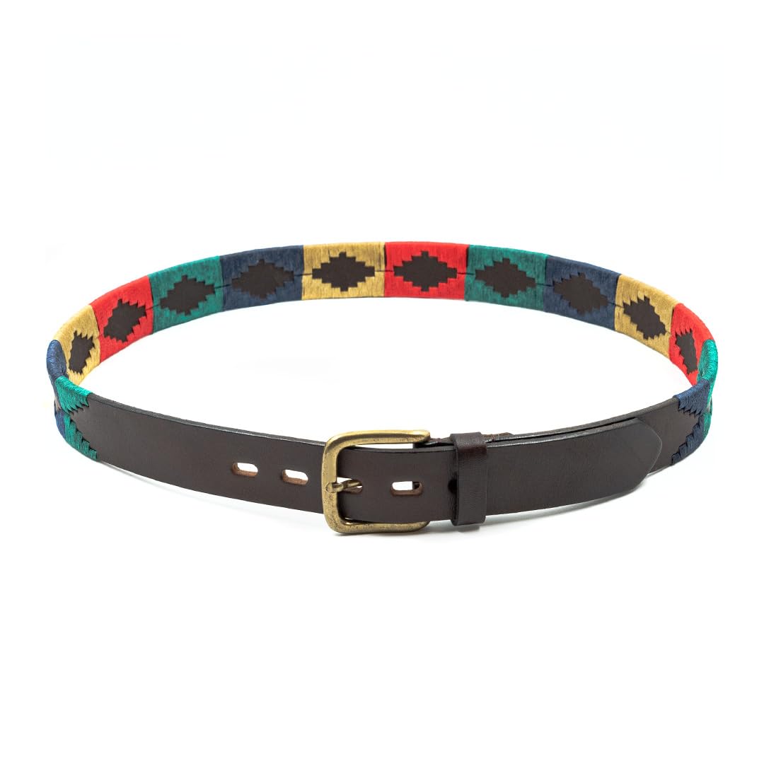 GauchoLife Polo Belt Hand-Stitched leather belt (Multi Coloured, 38)