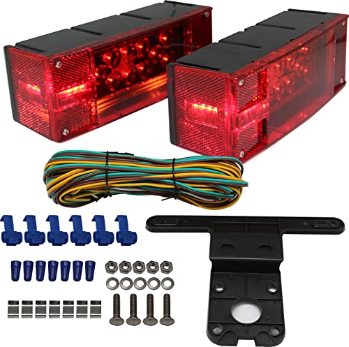 MAXXHAUL 70468 Trailer Light Kit - 12V All LED, Rectangular Left and Right Waterproof Submersible for Trailers, Boat Trailer Truck Marine Camper RV Snowmobile