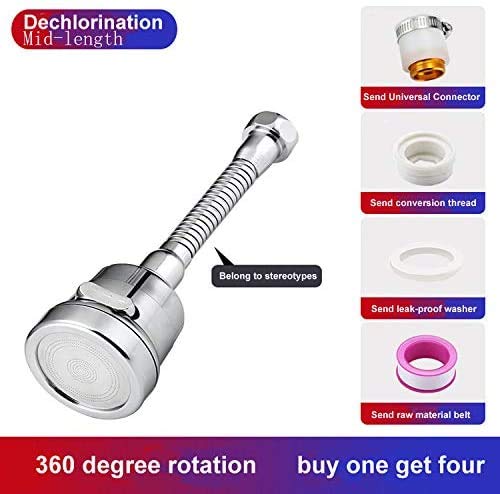 Faucet Water Filter, 360 ° Rotatable Faucet,Moveable Kitchen Tap, Splash Proof Filter, High Pressure Faucet Aerator Head Universal Copper Connector, 3 Adjustment Modes Faucet Sprayer (mid-length)