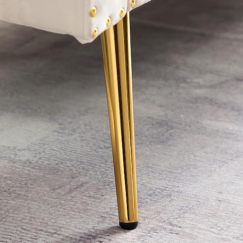 ERYE Beige Velvet with 2 Pillows 5 Legs Nailhead Decor
