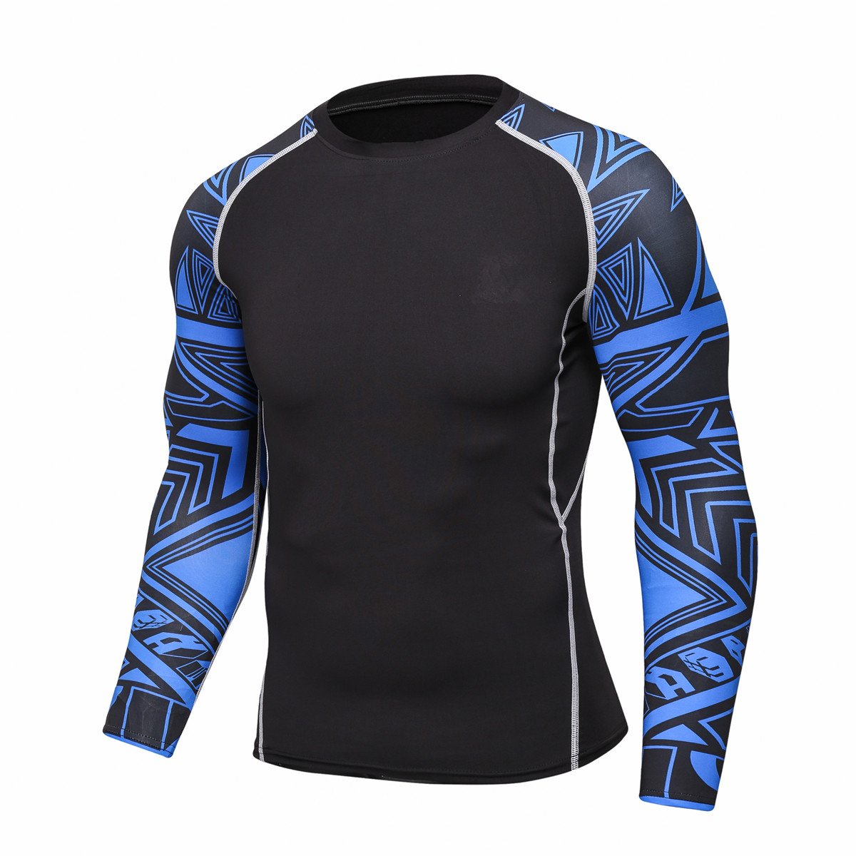 Fanii Quare Men's Soft Slim Long Sleeve Dry-Fit Compression Gym Trainning Shirt Black 16 XL