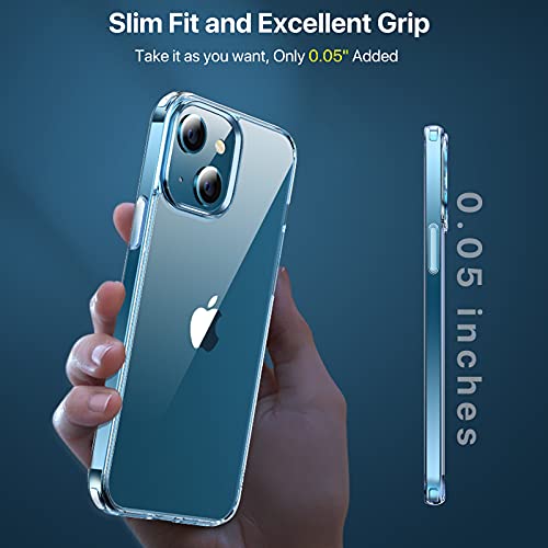Miracase Crystal Clear for iPhone 13 Case/iPhone 14 Case [Not Yellowing] Shockproof Protective Anti-Scratch Light Weight Slim Cover Clear Back 6.1 inch