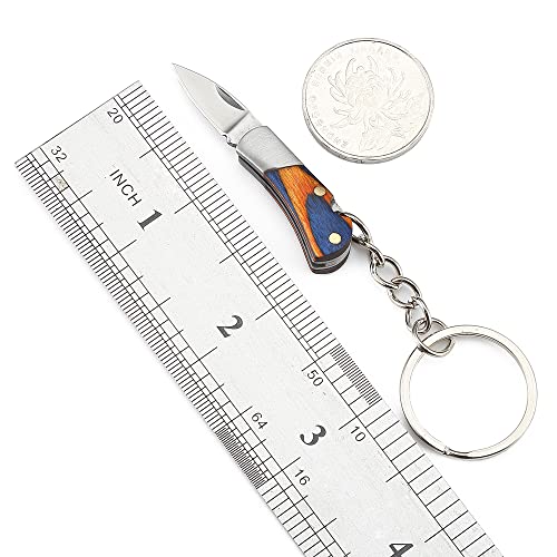Luvbestaken 2PCS Small Pocket Knife, Mini Keychain Knife, EDC Stainless Steel Knife, Colorful Wood Handle Folding Knife, Blade length 1.5 inch, with Aluminum Gift Box 1