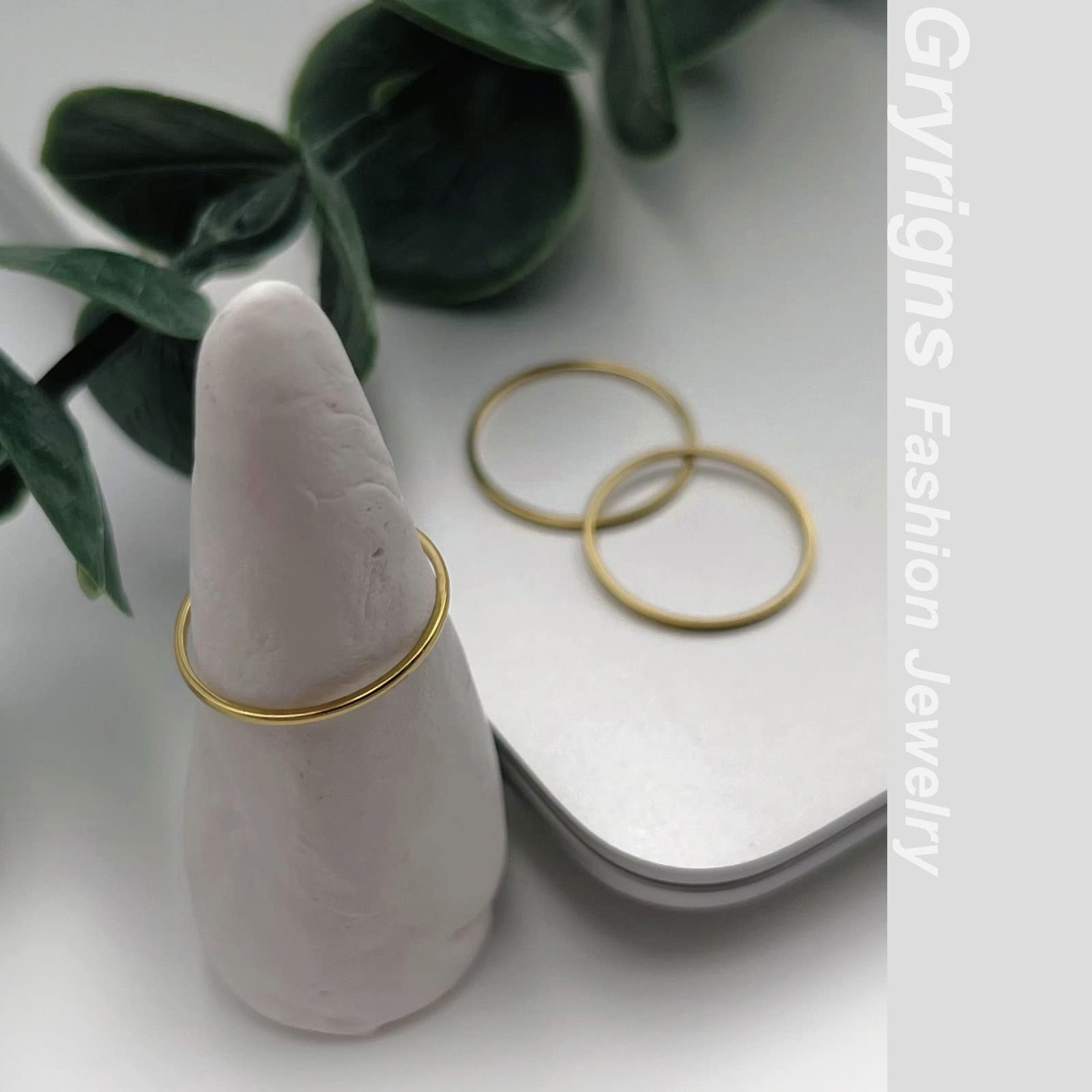 Gryrigns 0.5mm 14k Gold Filled Skinny Thin Staking Ring Plain Stackable Knuckle Pinky Rings Band for Women Men, Size 6