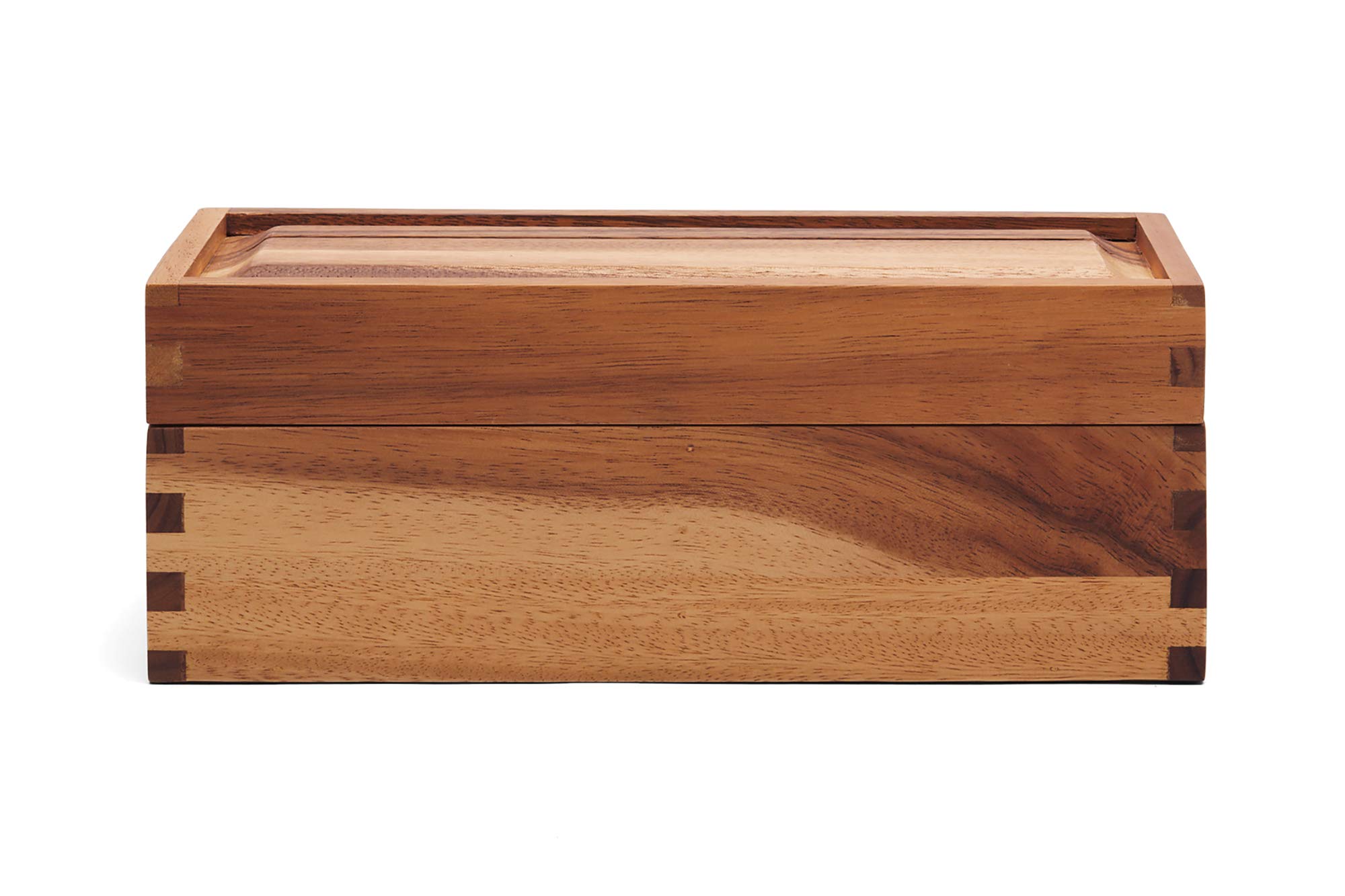 Ironwood Gourmet Acacia Wood Recipe Box, Double Compartment, For 3" x 5" Cards