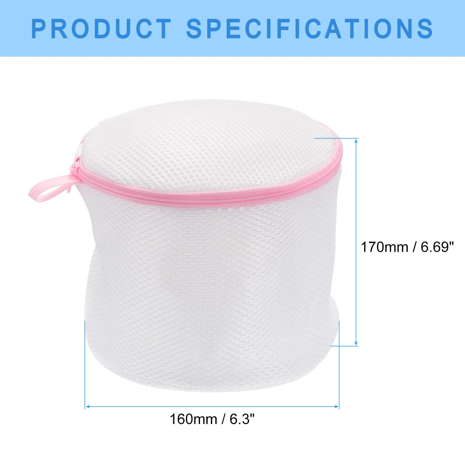 uxcell 4Pcs Bra Washing Bag, 6.3 x 6.7 Inch Cylinder Mesh Laundry Bags for Washing Machine Wash Delicate, Sock, Underwear, Gray