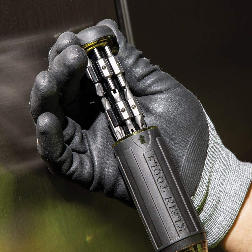 Klein Tools 32307 Multi-bit Tamperproof Screwdriver, 27-in-1 Tool with Torx, Hex, Torq and Spanner Bits with 1/4-Inch Nut Driver