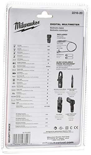 MILWAUKEE'S Digital Multimeter,600V,10A,40 MOhms (2216-20)