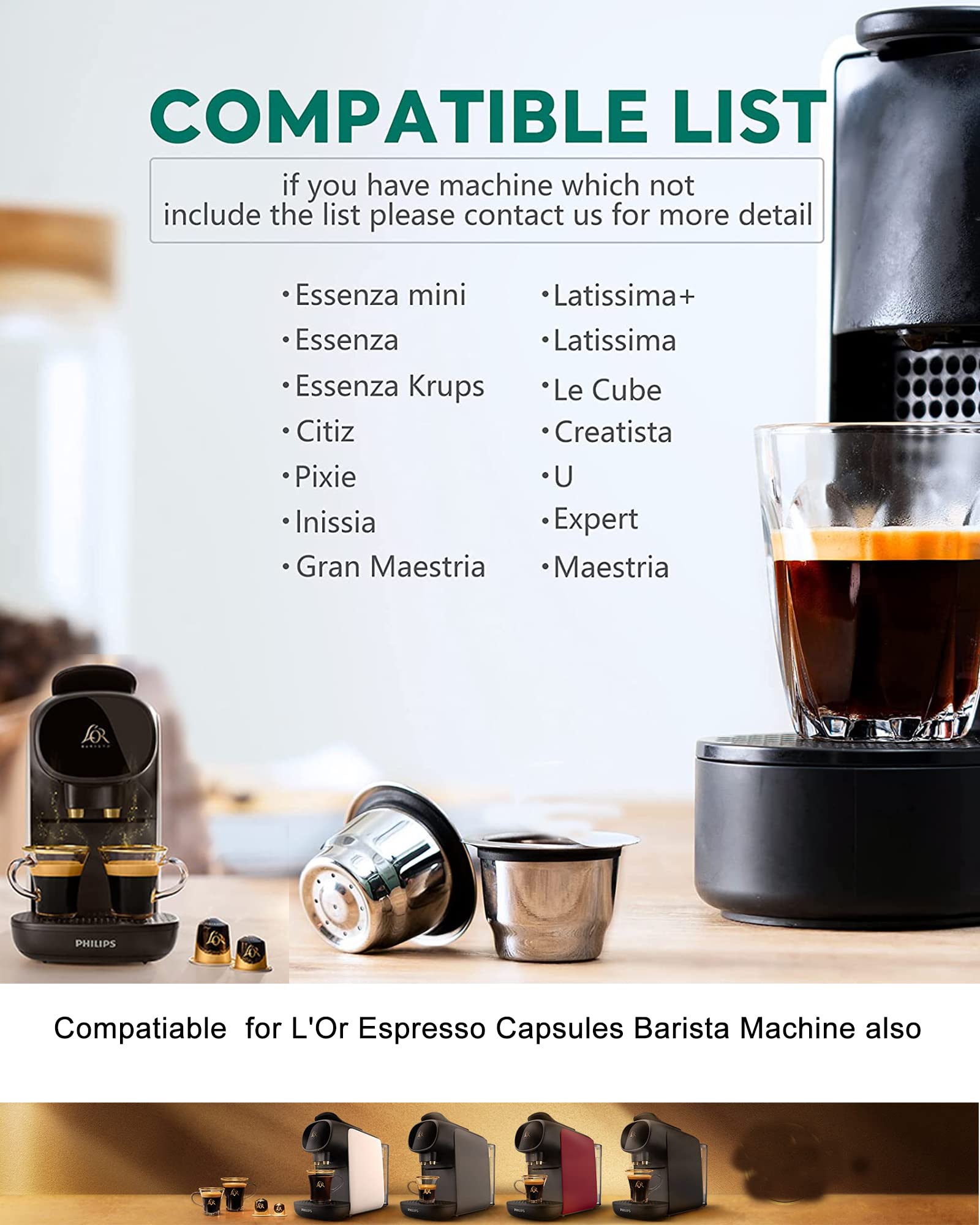 Refillable Coffee Capsule made of Stainless Steel for Refilling - Reusable Refill Capsules for Nespresso Machines Espresso Capsule with Tamper (Gift Set (1 Pod,1 Tamper)